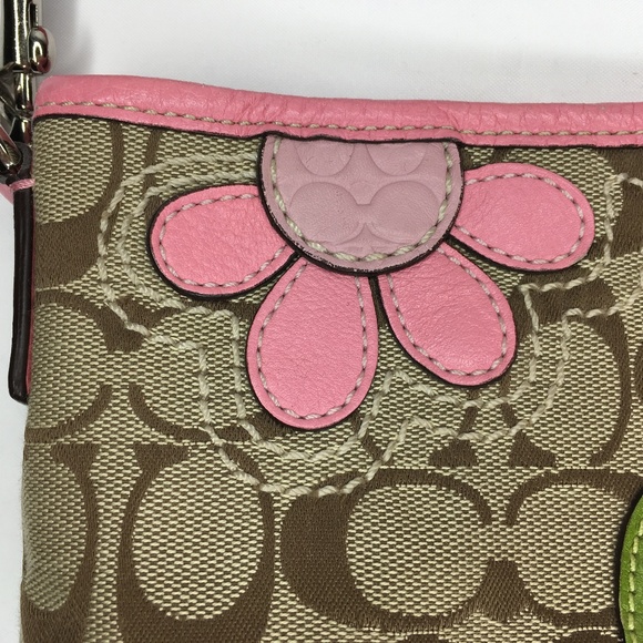 Coach | Bags | Coach Purse Pink Handle Leather Flowers | Poshmark